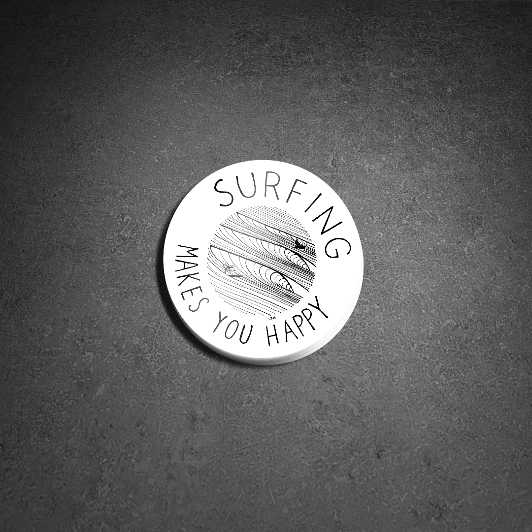 Surfing Makes You Happy Sticker (4 Stickers) – Jonas Claesson Shop
